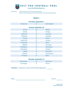 Run a Weekly Football Pool | Football Weblog