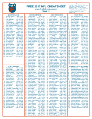 Free Fantasy Football Cheatsheet Week 11 2017 | Football Weblog