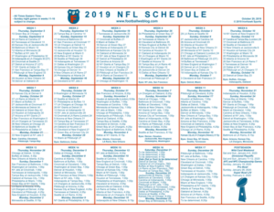 One Page 2019 NFL Schedule Updated With Week 8 Scores | Football Weblog