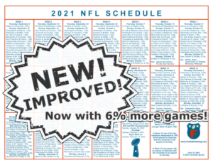One Page 2021 NFL Schedule | Football Weblog